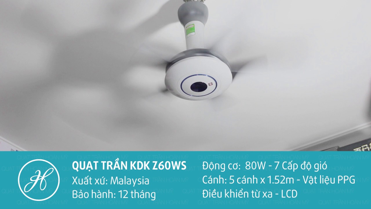 Quat tran KDK Z60WS - YouTube