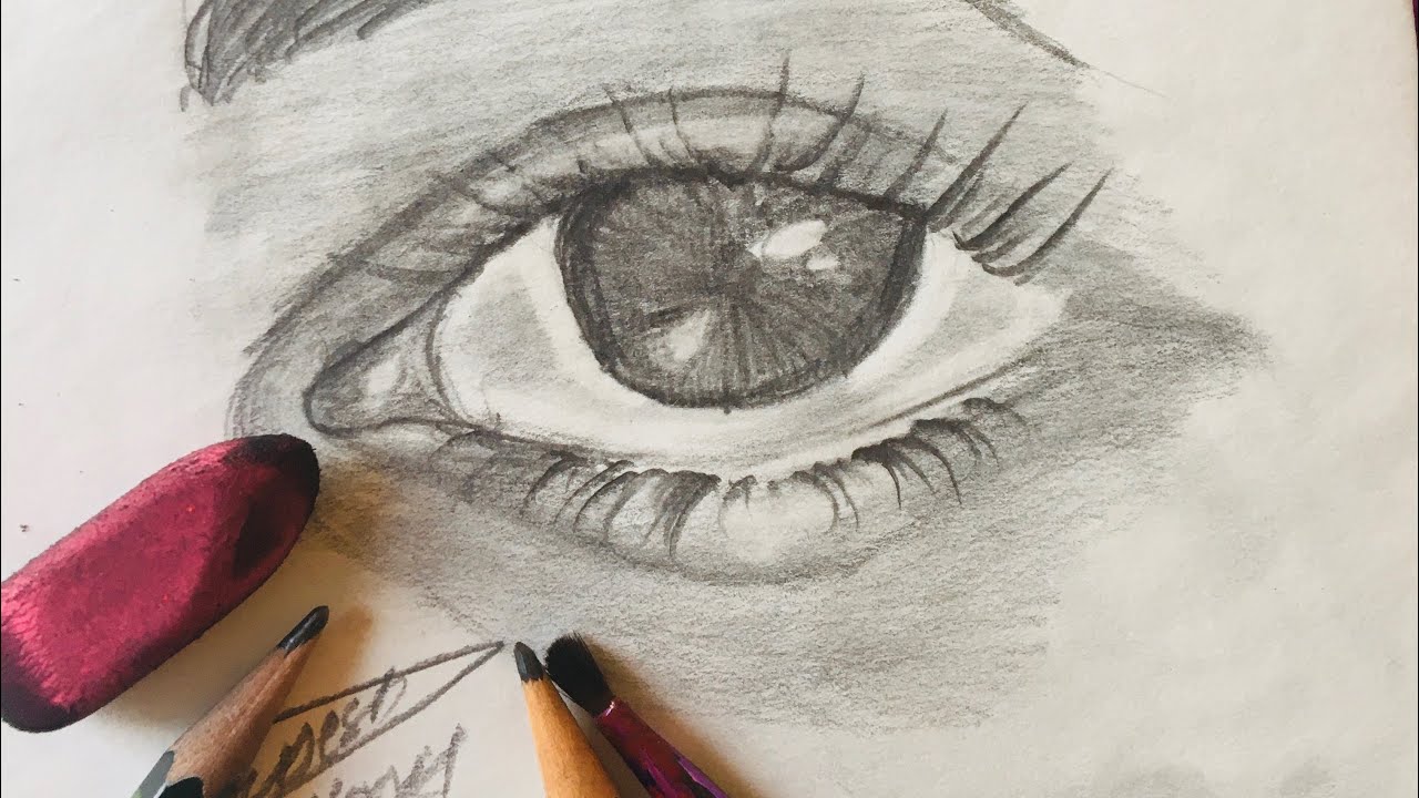 how to draw realastic eye|| Very easy and simple #Dipu’s Arts - YouTube