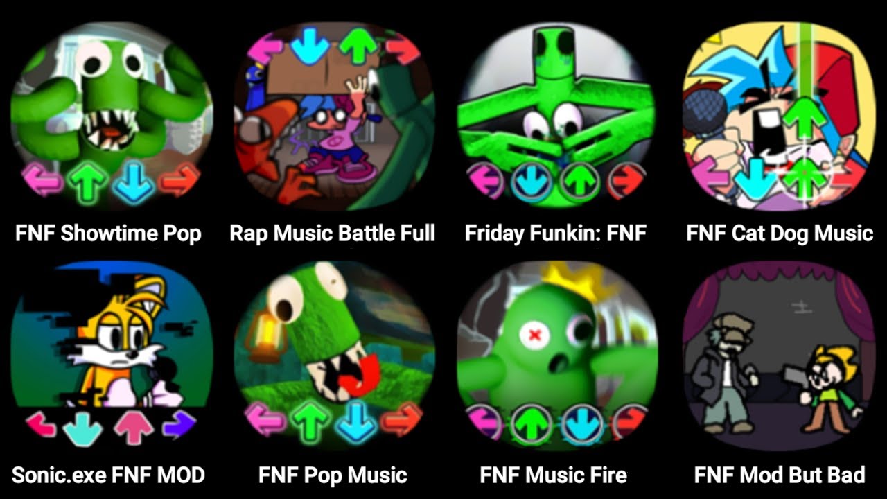 FNF Showtime, FNF Rainbow Friends, Rap Music Battle, FNF Cat Dog, Sonic ...