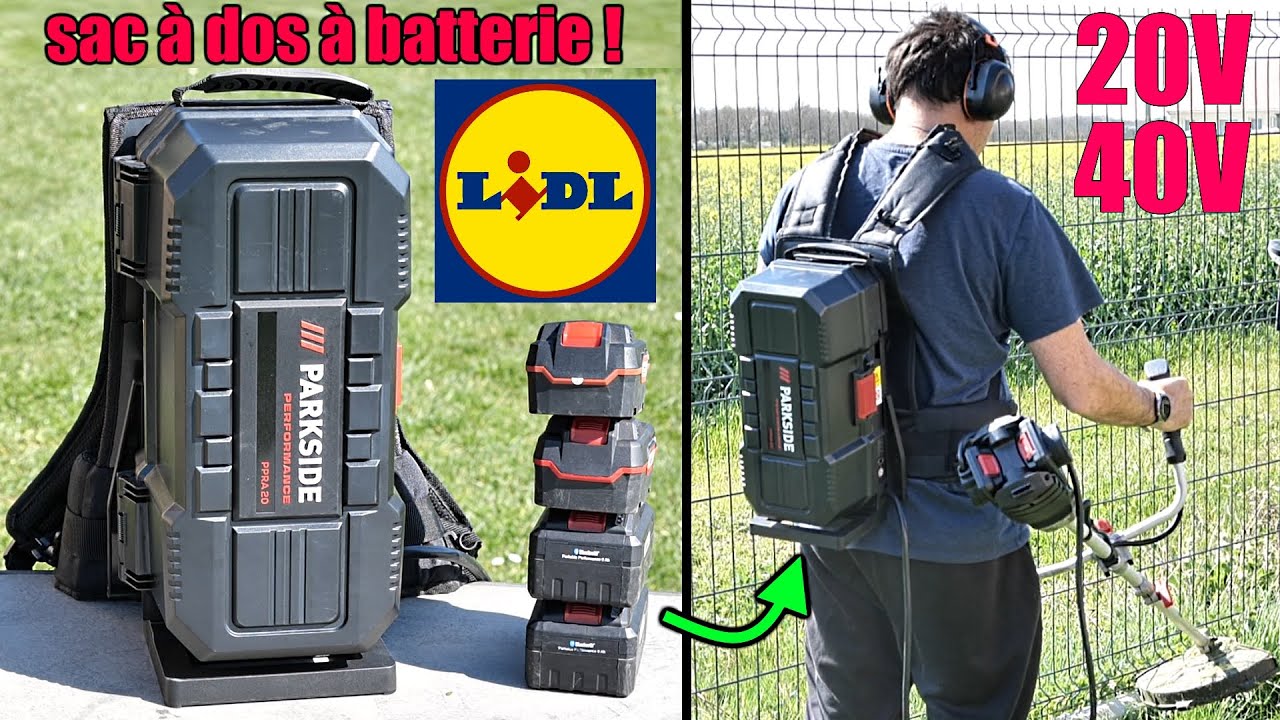 LIDL sac à dos à batterie PARKSIDE PERFORMANCE PPRA 20 A1 20V 40V ...
