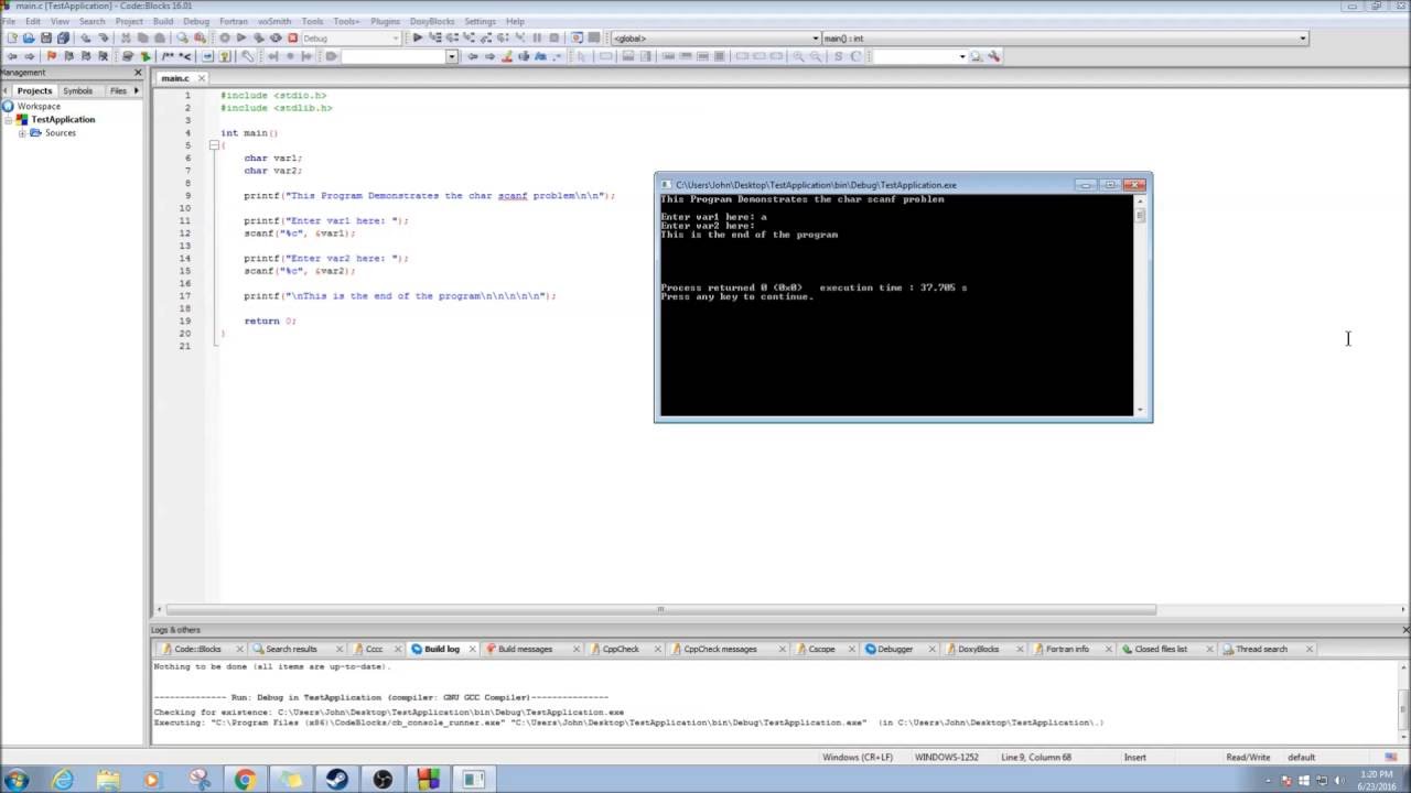 C Programming Skipping Char Scanf Fix Youtube