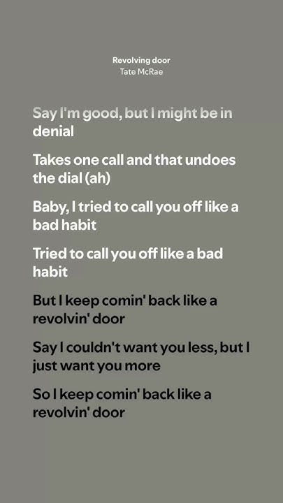 Revolving door - Tate McRae (Lyrics) - YouTube