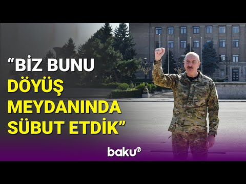 İlham Əliyev: Düşmən cəmi 23 saata ağ bayraq qaldıraraq təslim oldu