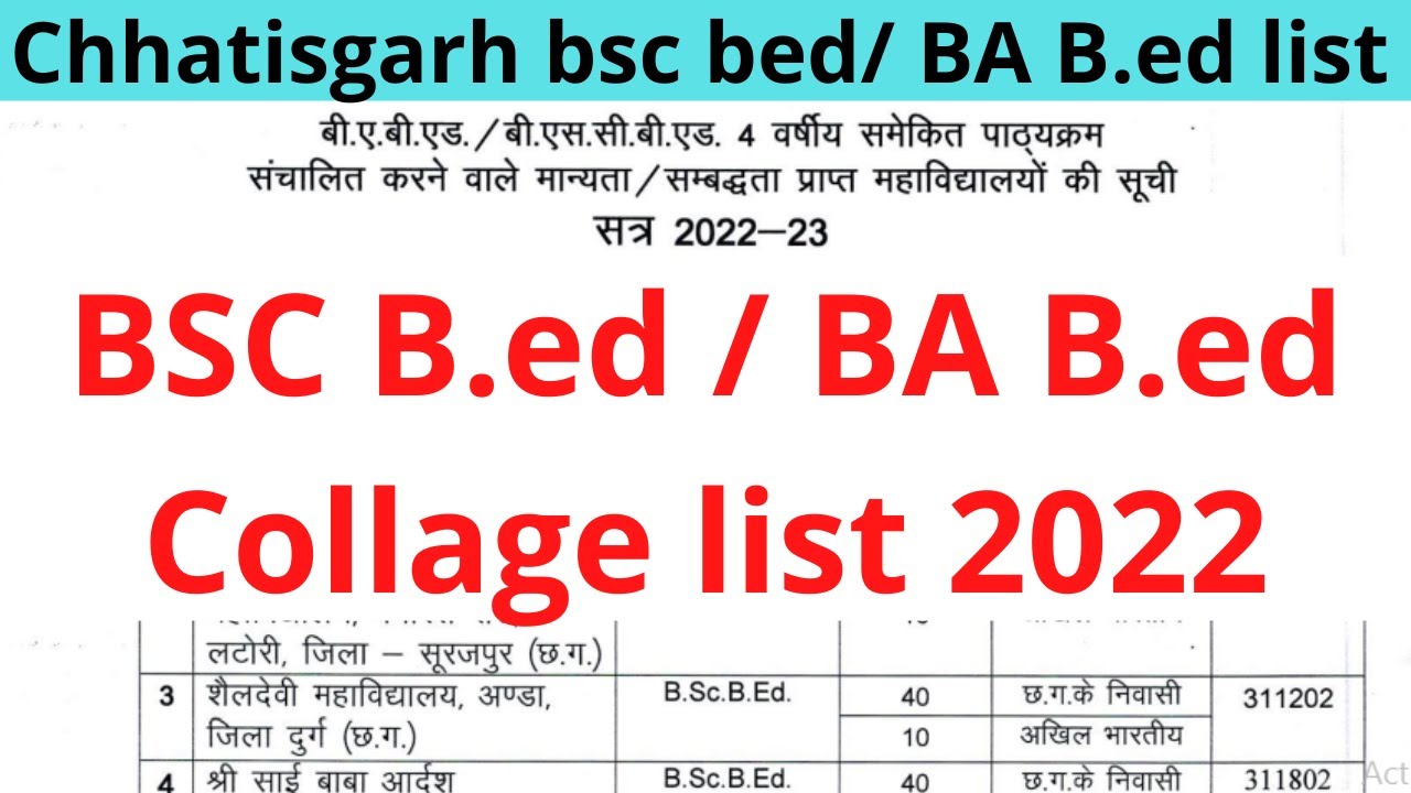 BSC bed / BA bed collage list 2022 cg bscbed collage list babed collage ...