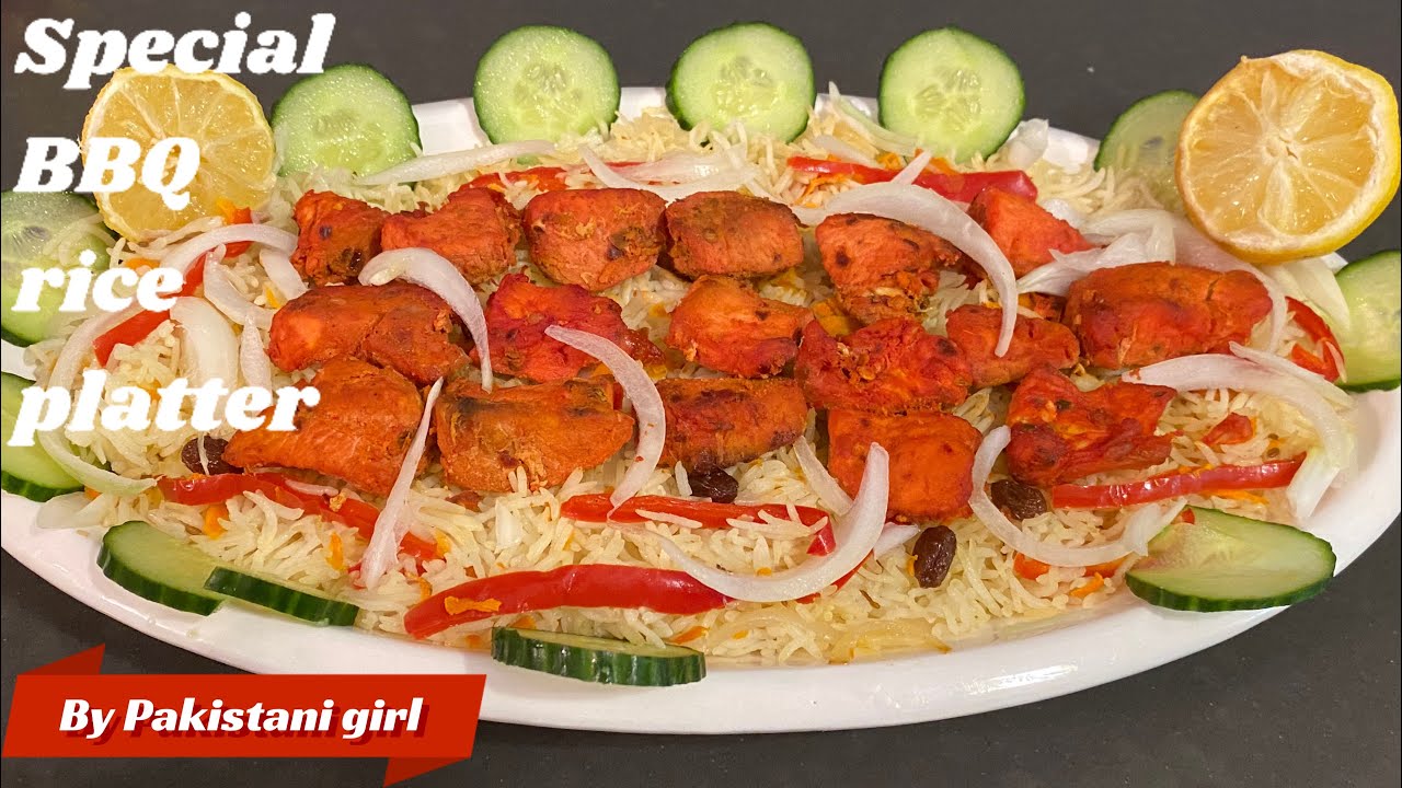 BBQ rice platter|chicken rice platter recipe|rice platter ideas|eid ...