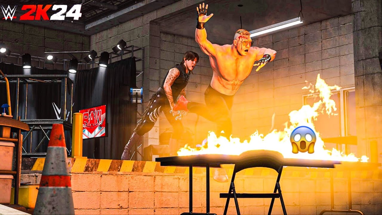 Dominik Mysterio PUSHES Brock Lesnar Into Fire Table – Epic WWE Moment ...