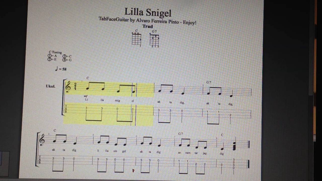Lilla Snigel 4 Ukulele by TabFaceGuitar - Enjoy! ;-) - YouTube