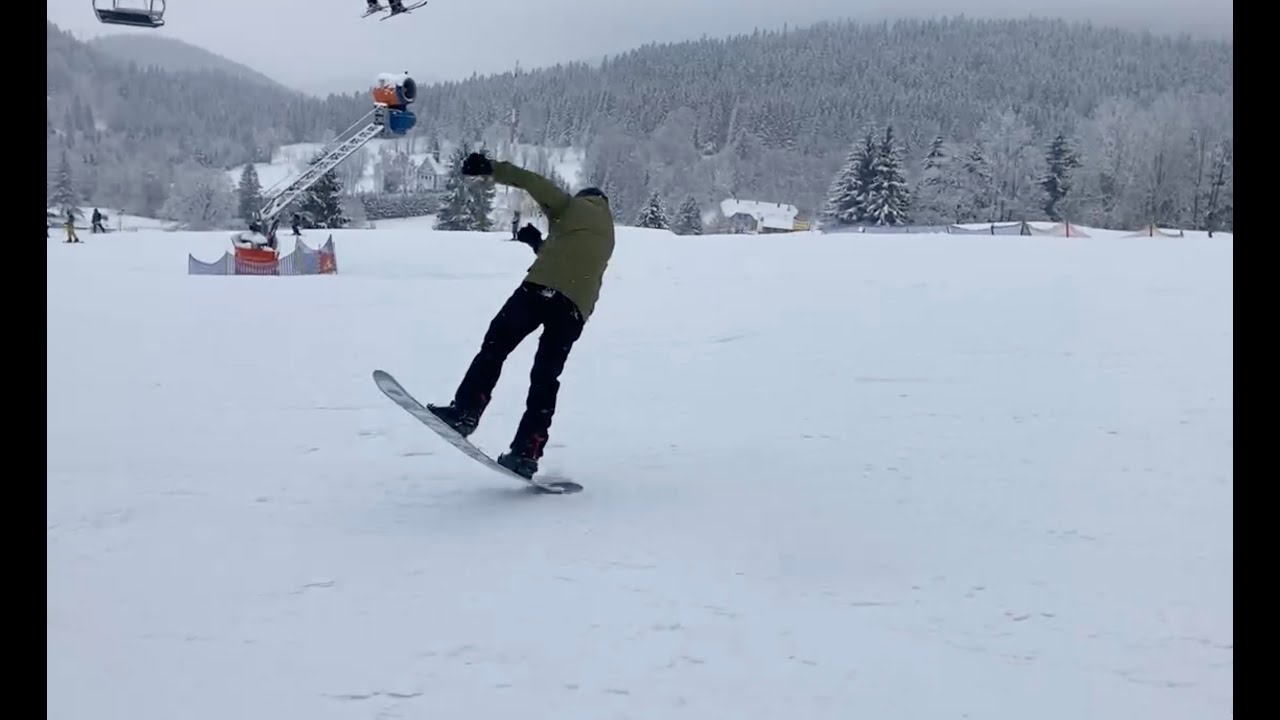 Learning and practising snowboard butter tricks - YouTube