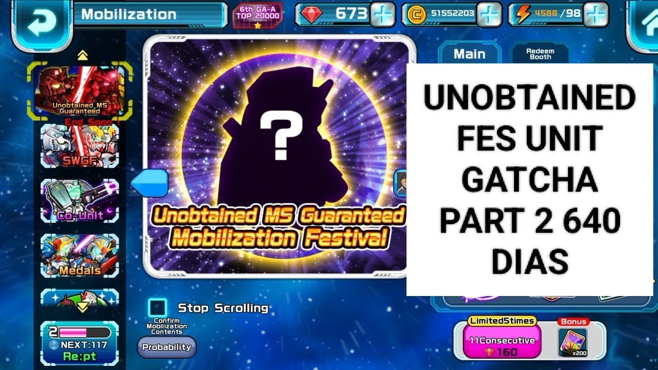 LINE GUNDAM WARS UNOBTAINED FES UNIT GATCHA PART 2 - YouTube