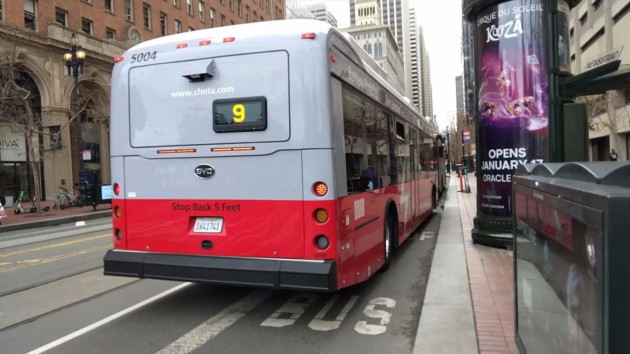 SF Muni 2021 BYD K9MD #5004 on Route 9 San Bruno Arrives at Market ...