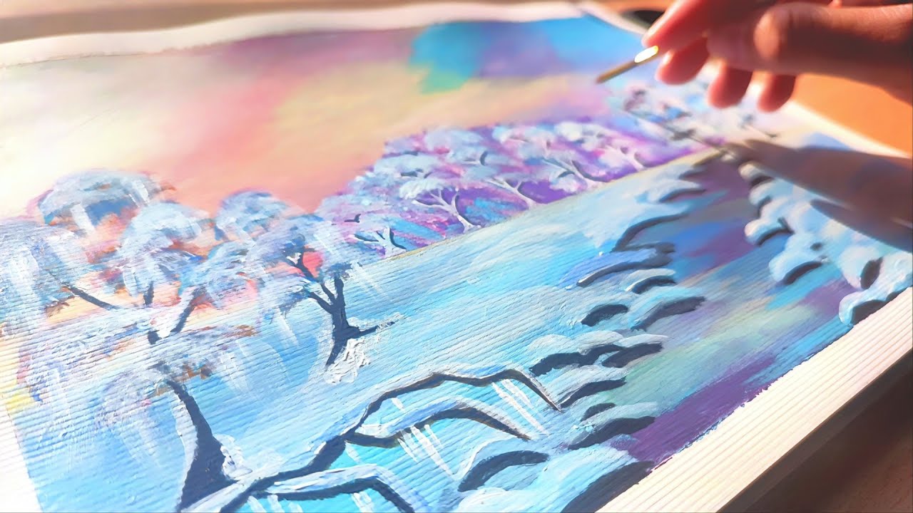 Winter Snow Painting Tutorial | Step By Step Painting Tutorial ...