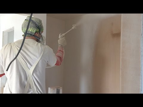 How to basecoat new plaster by spraying - YouTube