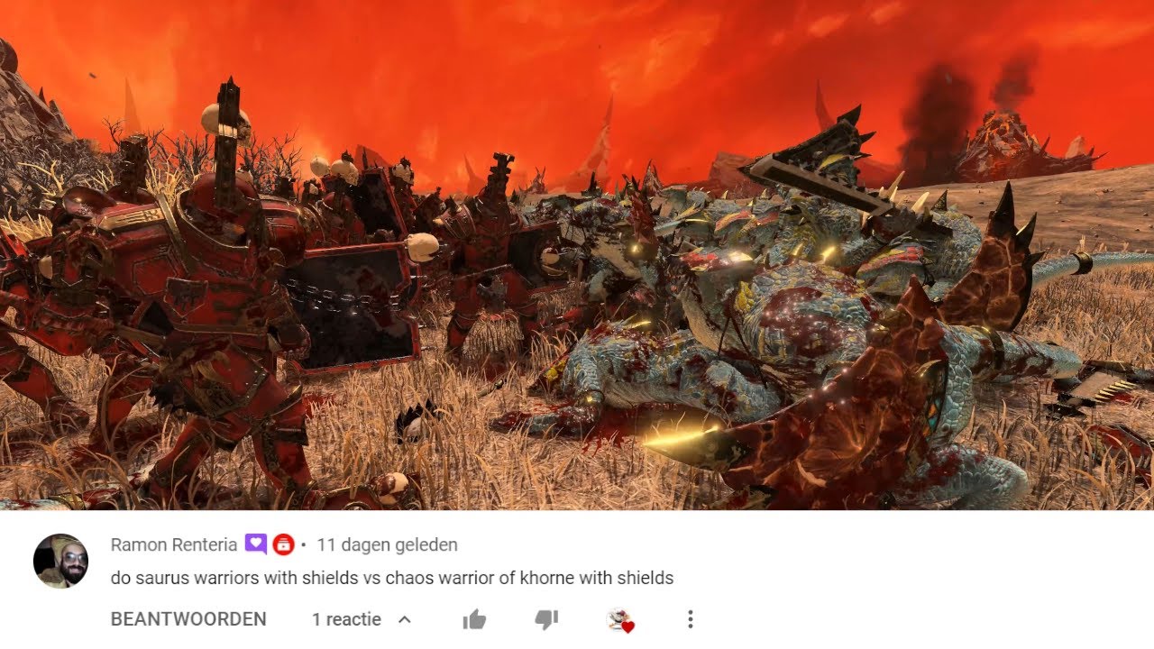 Chaos Warriors of Khorne VS Saurus Warriors (Shields) | Total War ...