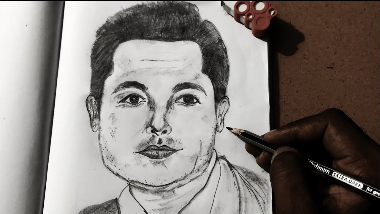 how to draw a middle aged person drawing with pencil - YouTube