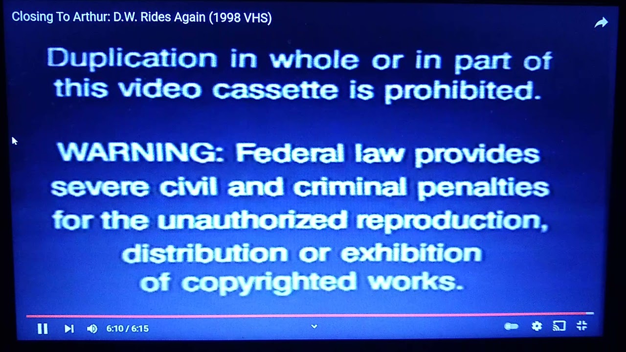 Arthur - Warning Screen (VHS Capture) - YouTube
