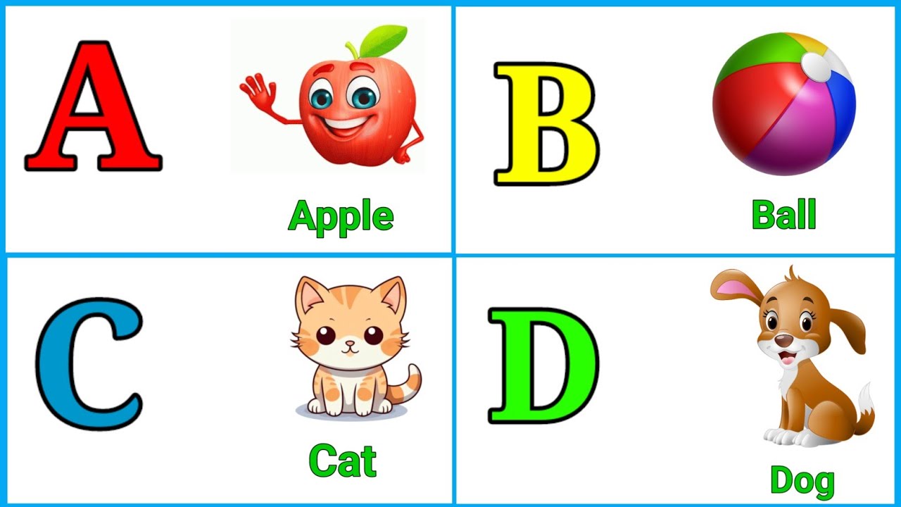 A-Z Alphabet With Pictures. ABCD For Kids. Learn Alphabet ABCD With ...