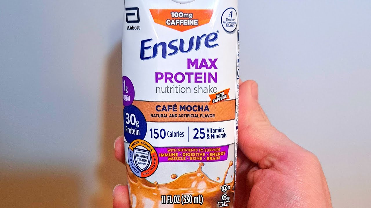 Ensure MAX PROTEIN 100mg CAFFENINE nutrition shake review - YouTube