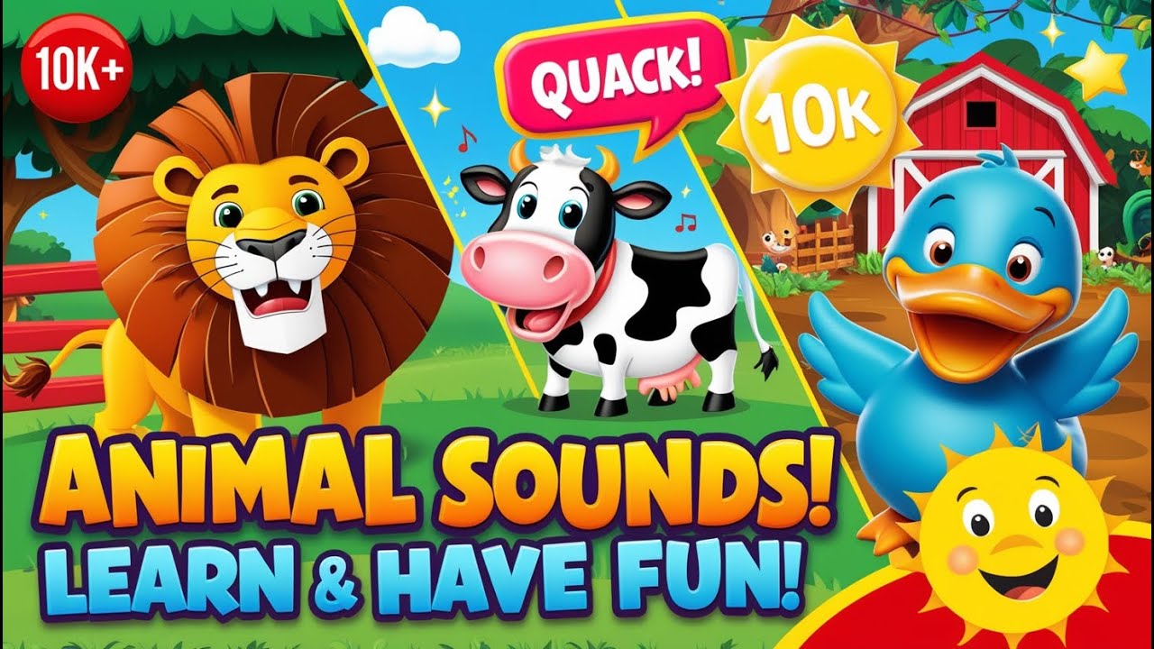 Animal Sounds Fun 🐮🐔 | Learn Farm & Wild Animal Noises for Kids 🎶 - YouTube