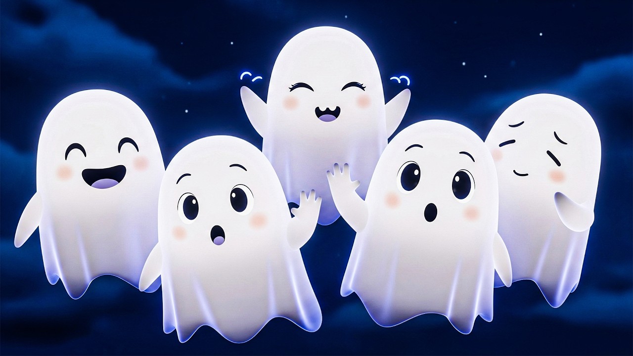 Five Little Ghosts 👻 | Halloween Song for Kids | Spooky Nursery Rhyme ...