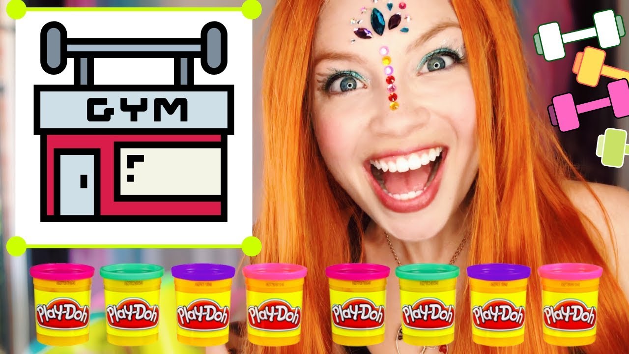 Play Doh Gym w Rock Climbing Wall, Gymnastics, Acrobatics, Yoga - YouTube