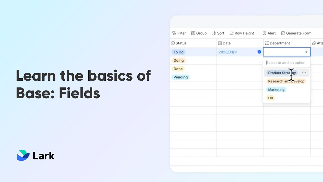 Lark 101 | Learn the basics of Base: Fields | Master Data Organization ...