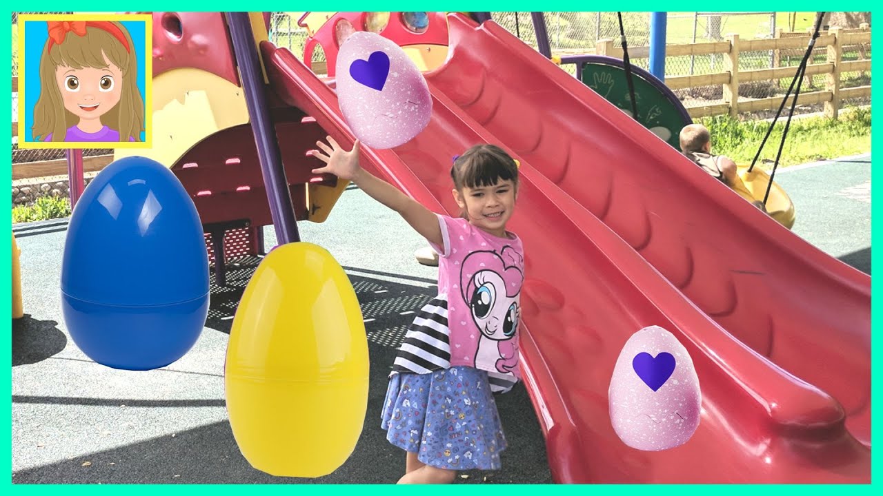 Huge Playground Surprise Eggs + Hatchimals Toy Unboxing | Outdoor Fun ...