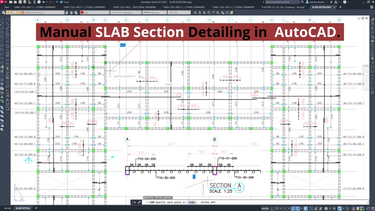 Slab Section Detailing - Top & Botton Bar - YouTube