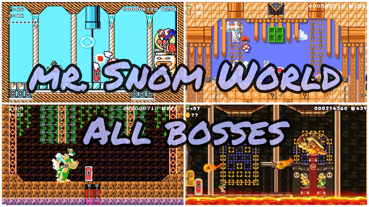 Super Mario Maker 2: Super Snom World: All Bosses (SBT-R9W-3FF) - YouTube