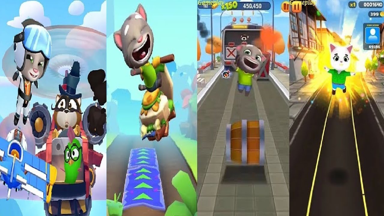 TALKING TOM GOLD RUN1 VS 2 VS TALKING TOM SKY RUN Pet runner Cat ...