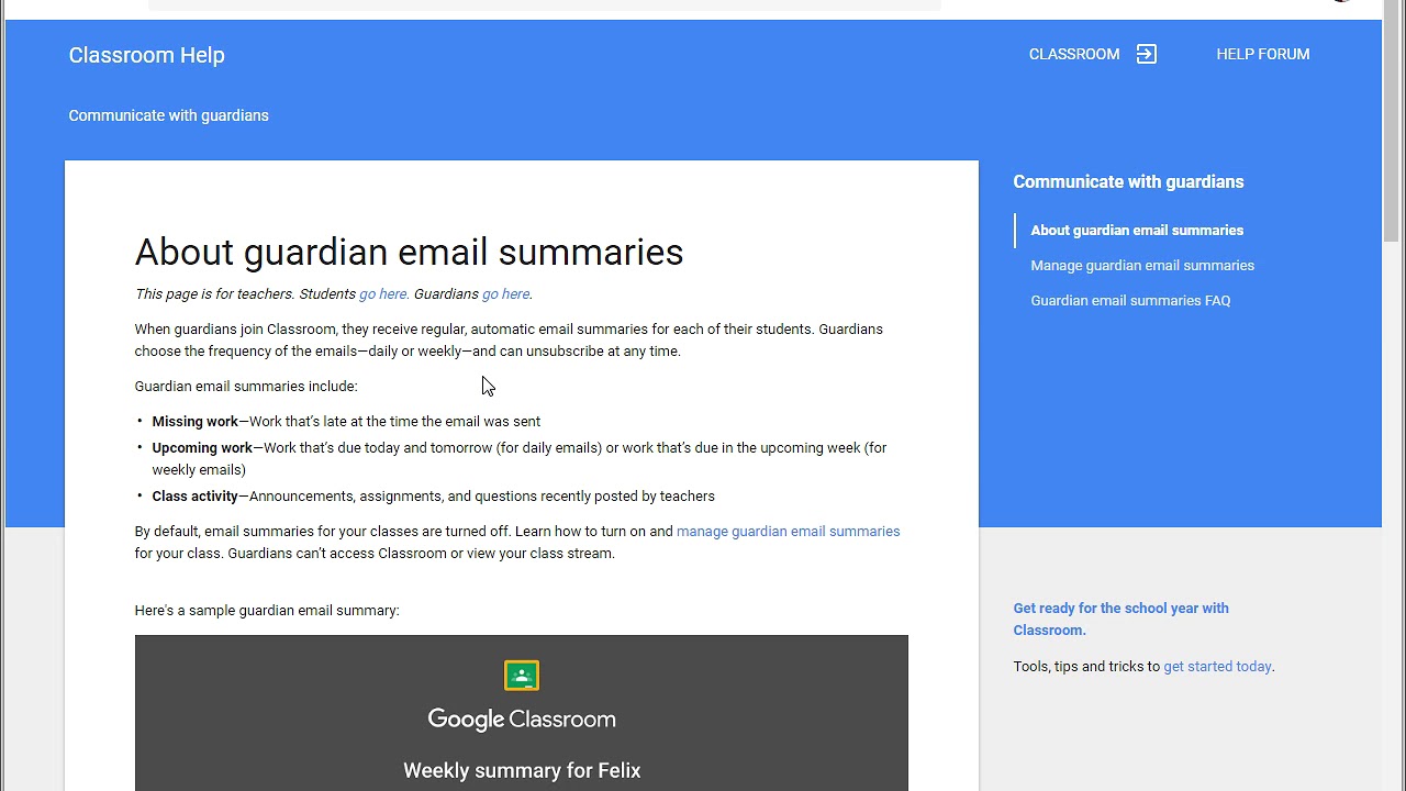 Guardian Email Summaries - Google Classroom - YouTube