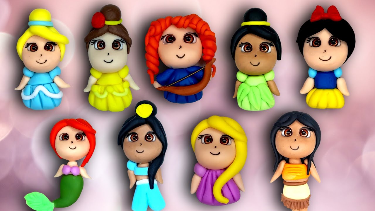 DIY/ make 9 miniature Disney princess (Beauty, Jasmine, Brave) with ...
