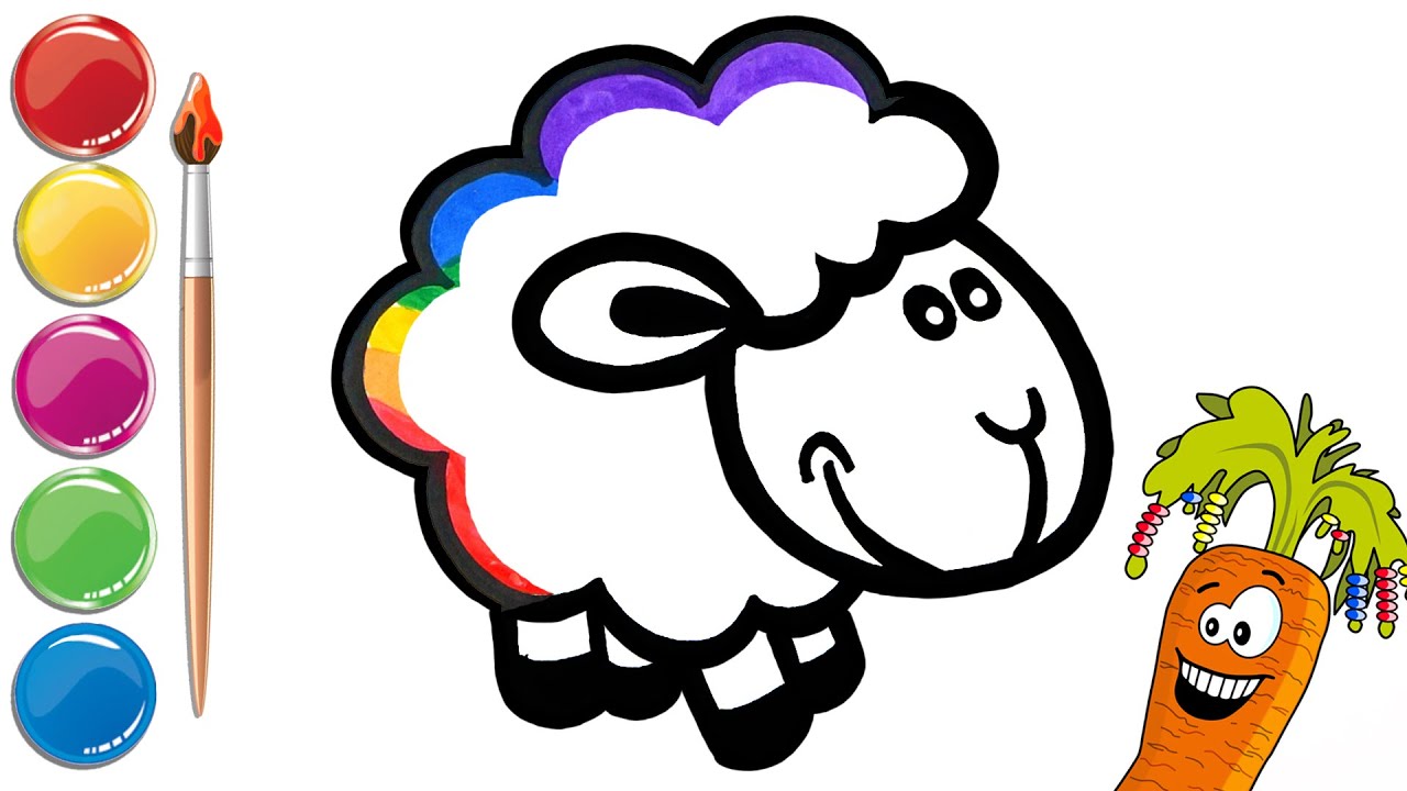 How to draw a rainbow sheep step by step for kids and toddlers - YouTube
