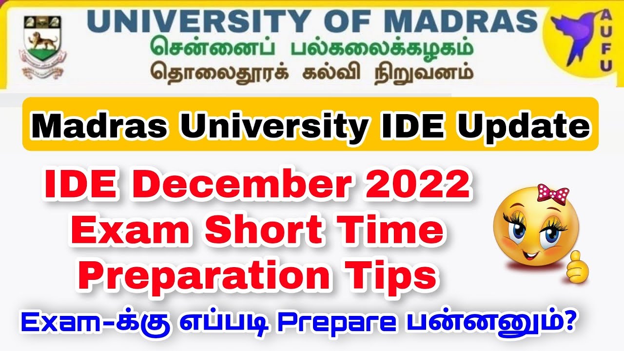 Madras University IDE December 2022 Exam Preparation Simple Tips👍 - YouTube