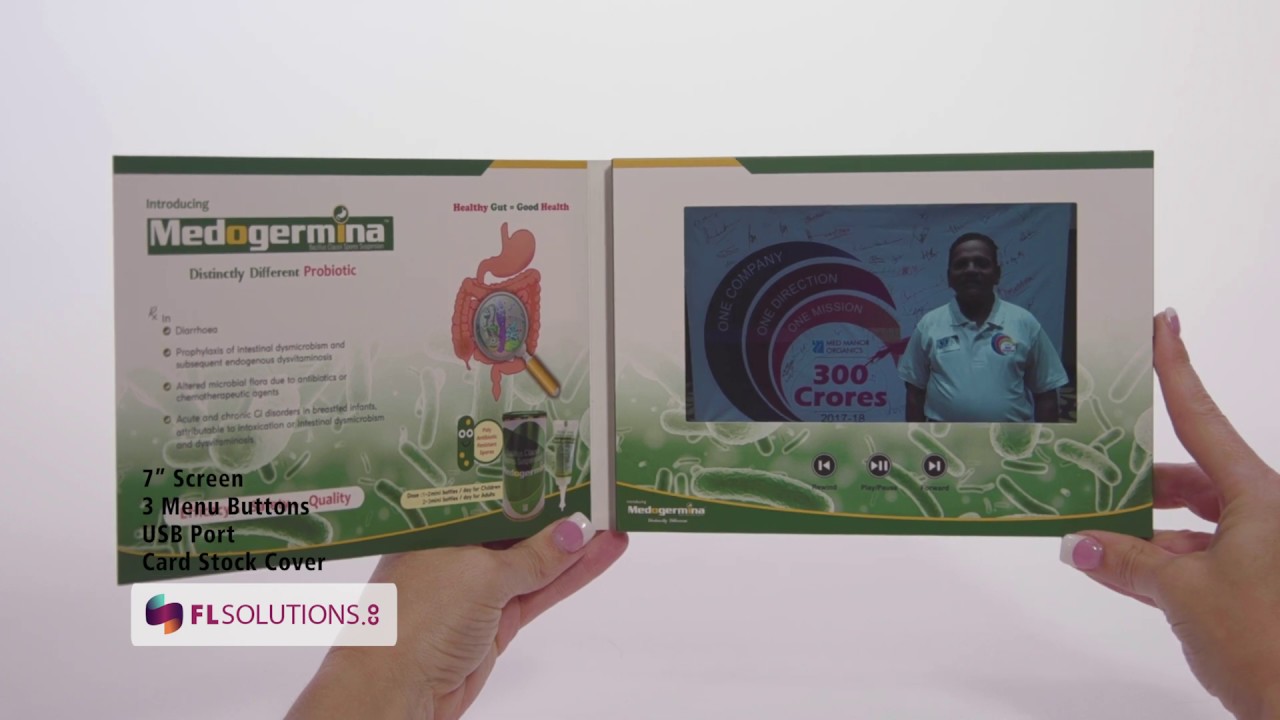 Video Brochure Marketing: 7" Screen, 3 Menu Buttons, Card Stock Cover ...