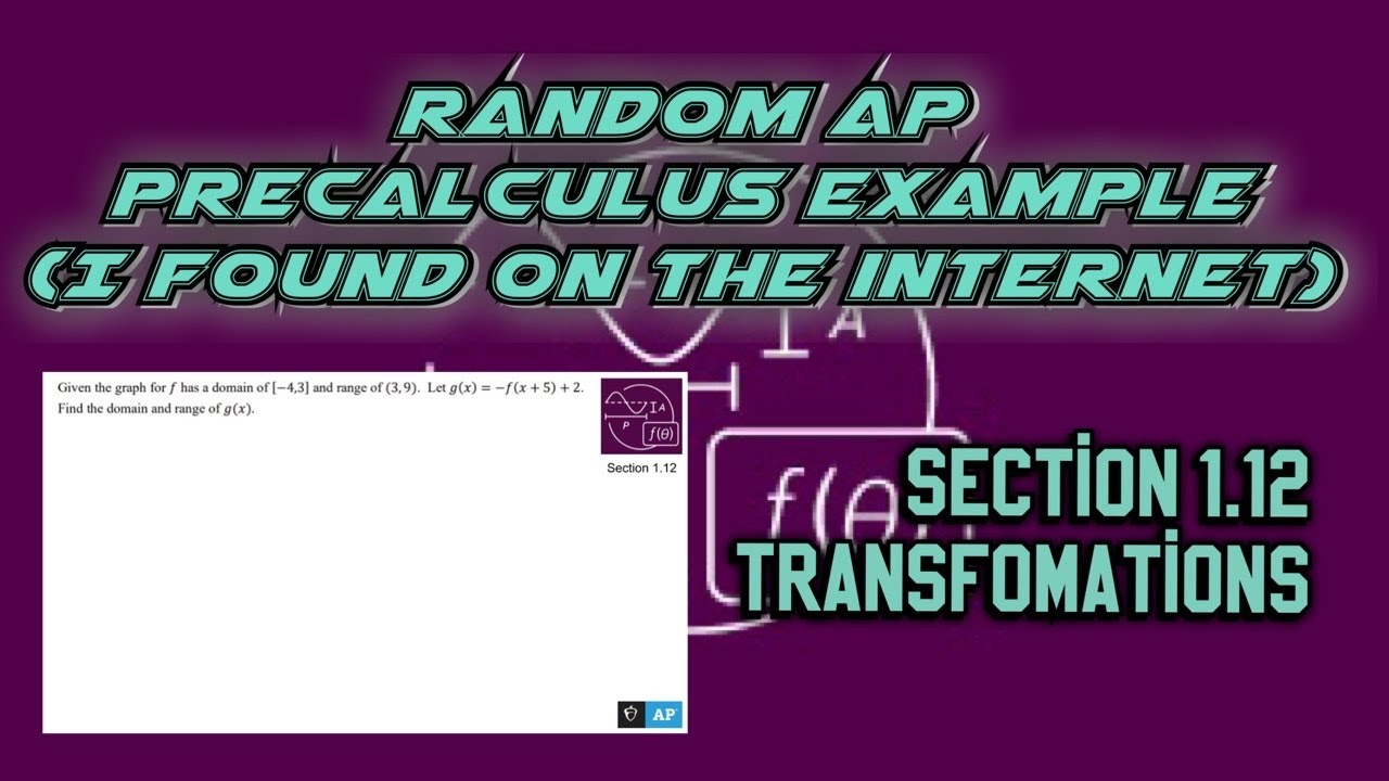 AP Precalculus Section 1.12 Example: Domain and Range of a Function ...