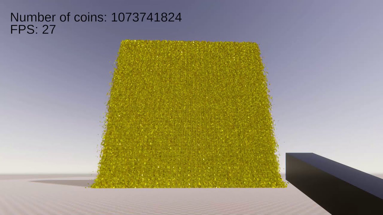 Simulating 1 000 000 gold coins in Unity - YouTube