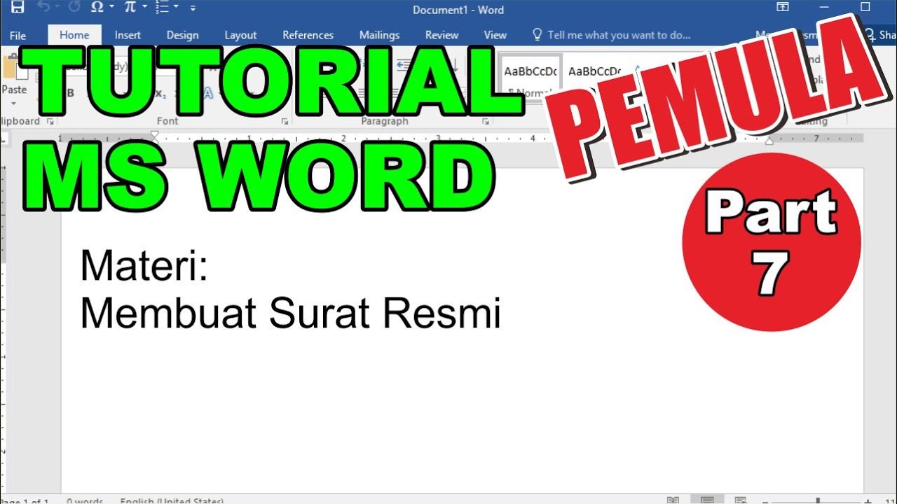 Tutorial Ms Word Pemula Lengkap Part 7 - Membuat Surat Resmi di ...