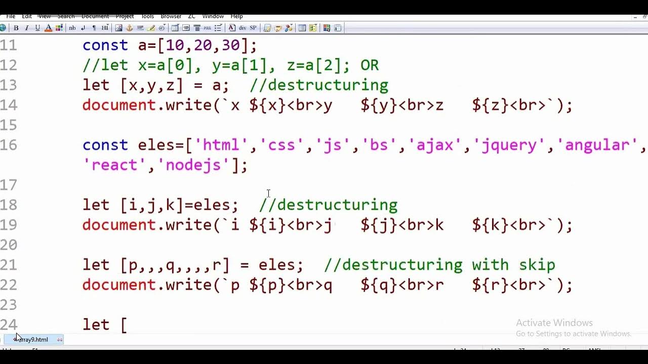 array destructuring and array methods in JavaScript - YouTube