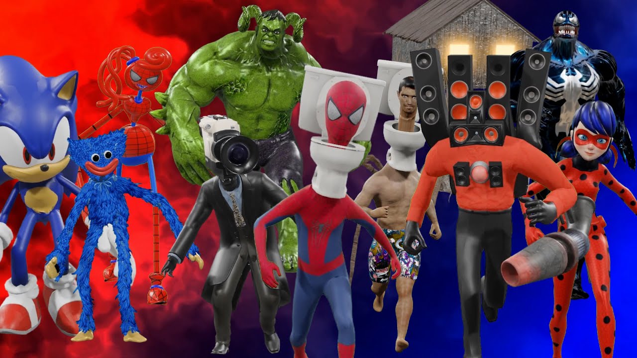 Siren Head Cartoon Cat SCP Light Head TV Head Hulk running a marathon ...