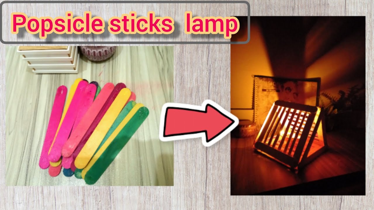 How to make icecream stick lamp | easy popsicle sticks triangular lamp ...