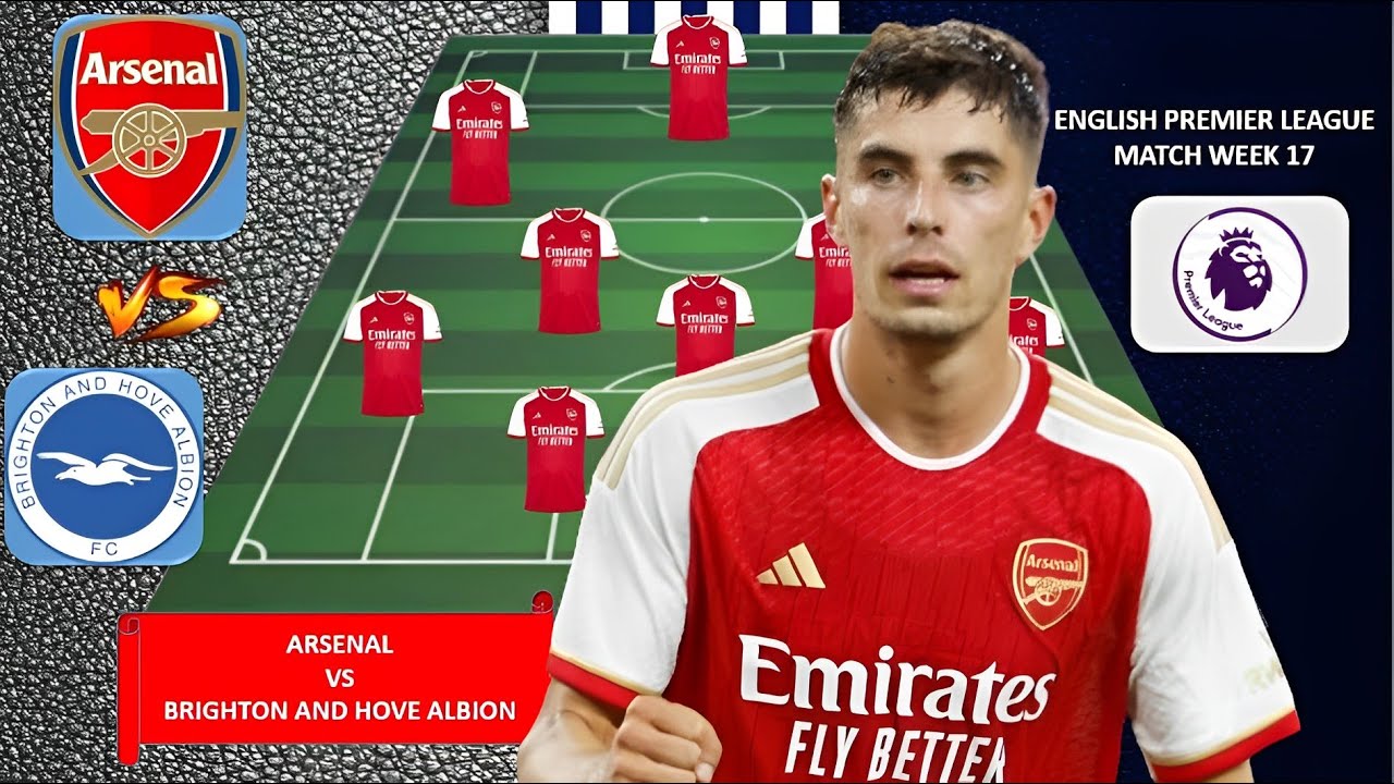 WINNING TEAM OF ARSENAL IN EPL MATCH WEEK 17 20232024 ~ VS BRIGHTON ...