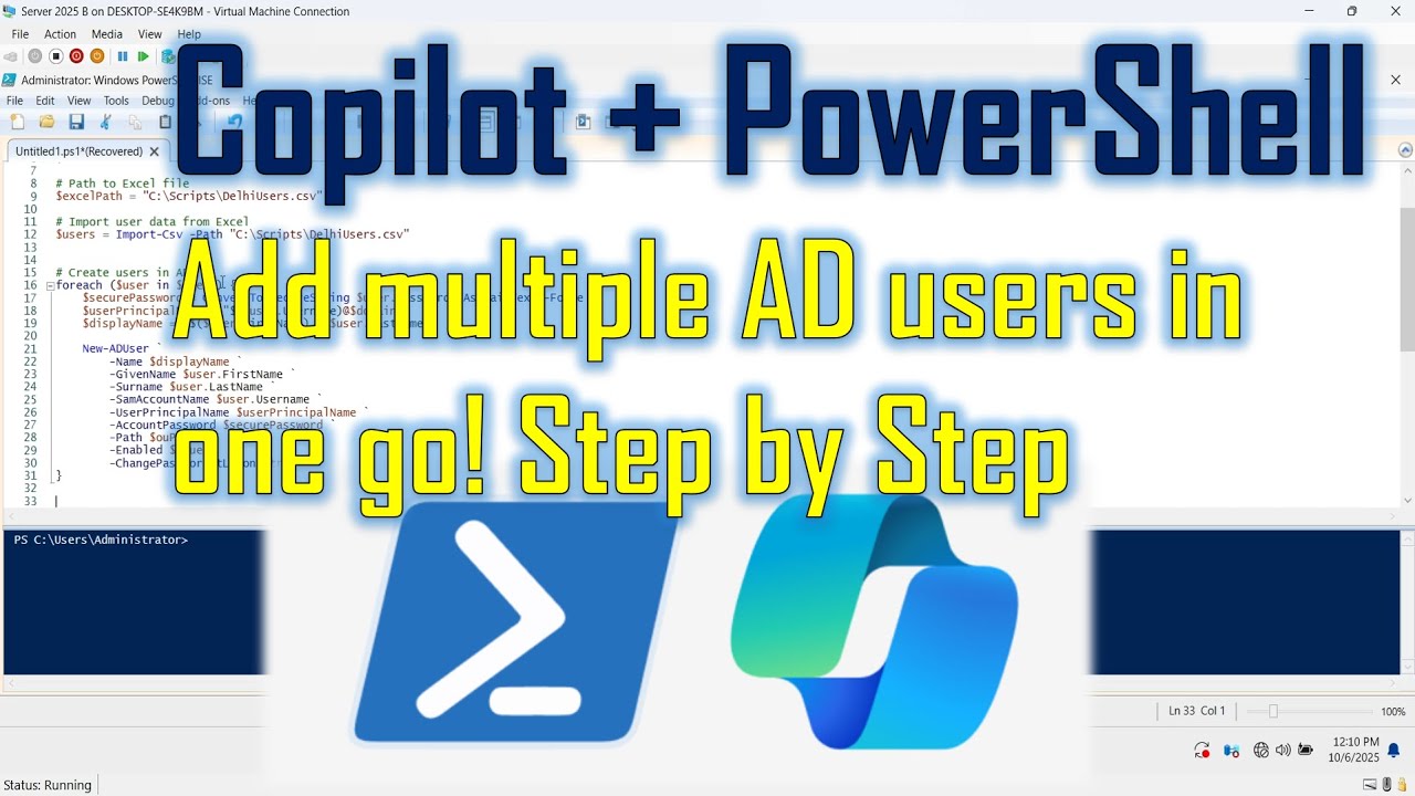 Copilot + PowerShell: Add Bulk AD Users in One Go! Import users list ...