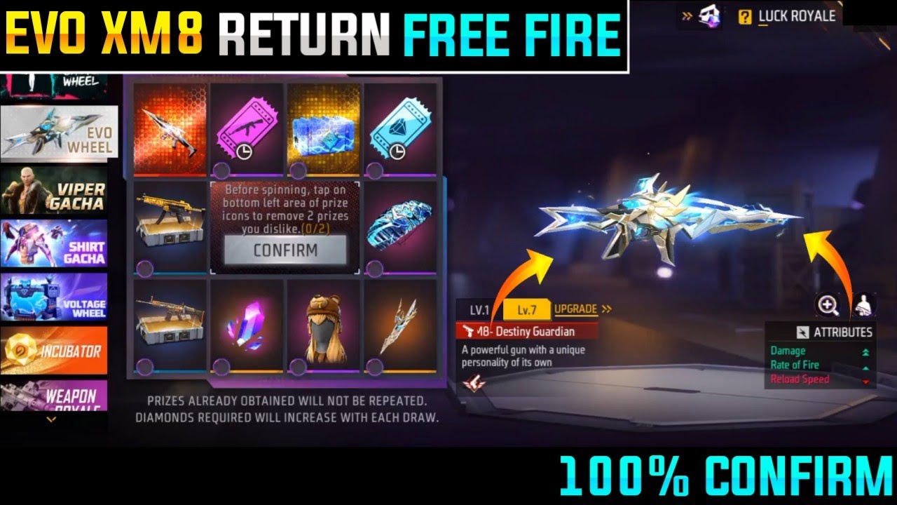 FREE FIRE EVO XM8 RETURN || EVO XM8 RETURN || FREE FIRE XM8 GUN SKIN ...