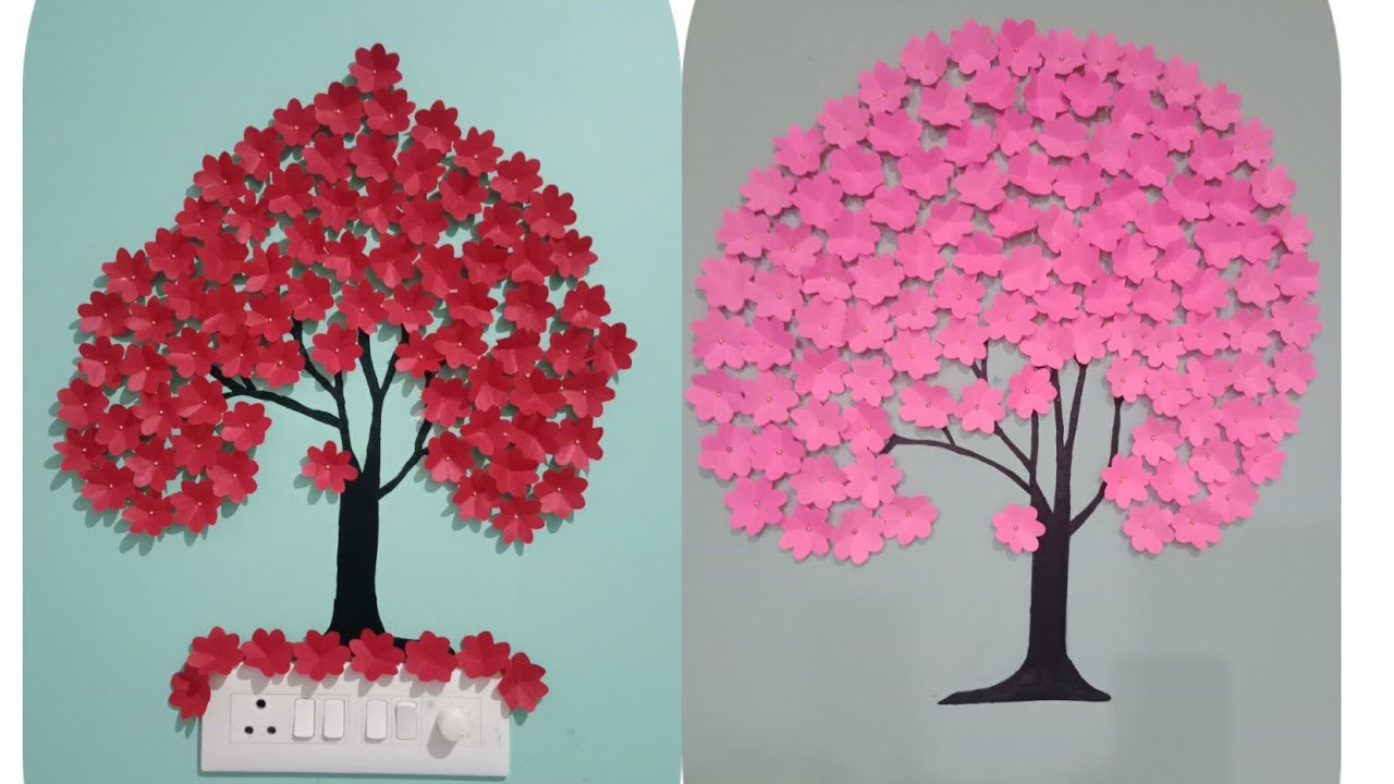 Beautiful wall decor # paper wall tree #paperflowers # wall home ...