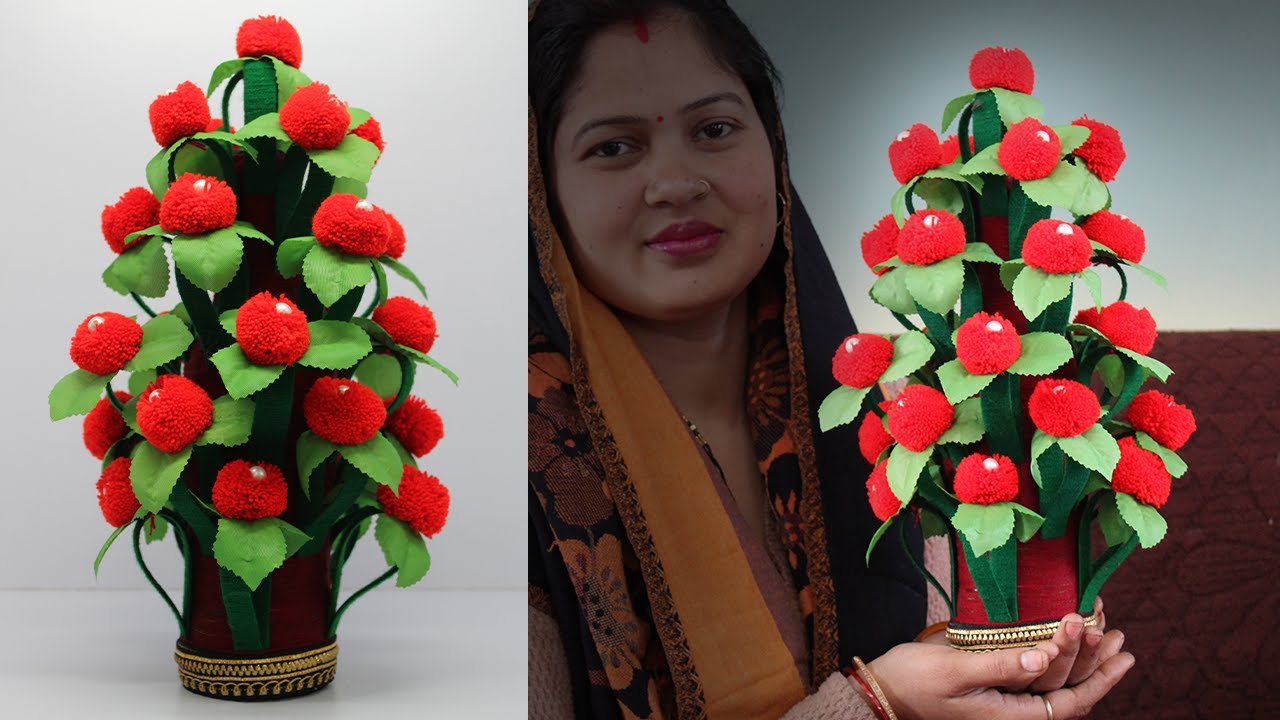 Make Woolen Guldasta | Chatai or Unn Se Guldasta Banaye | #guldasta ...