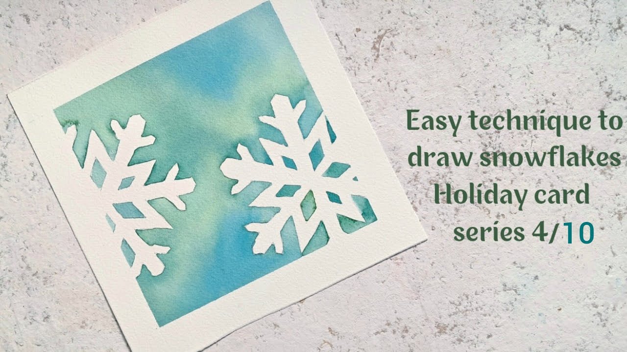 FUN snowflakes holiday card. Watercolor Christmas card painting series ...