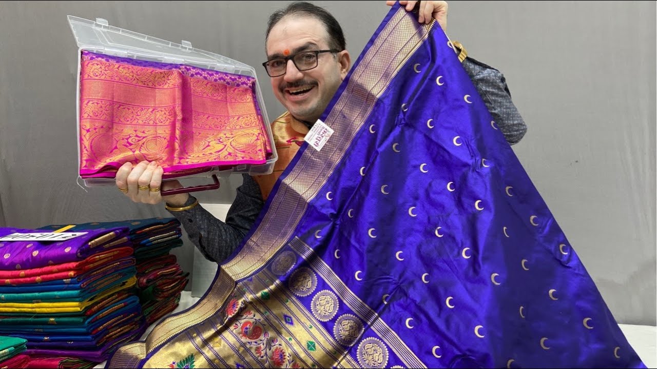 Pure silk Chandrakor Paithani |Kadiyal Paithani | Kasturi Paithani live ...