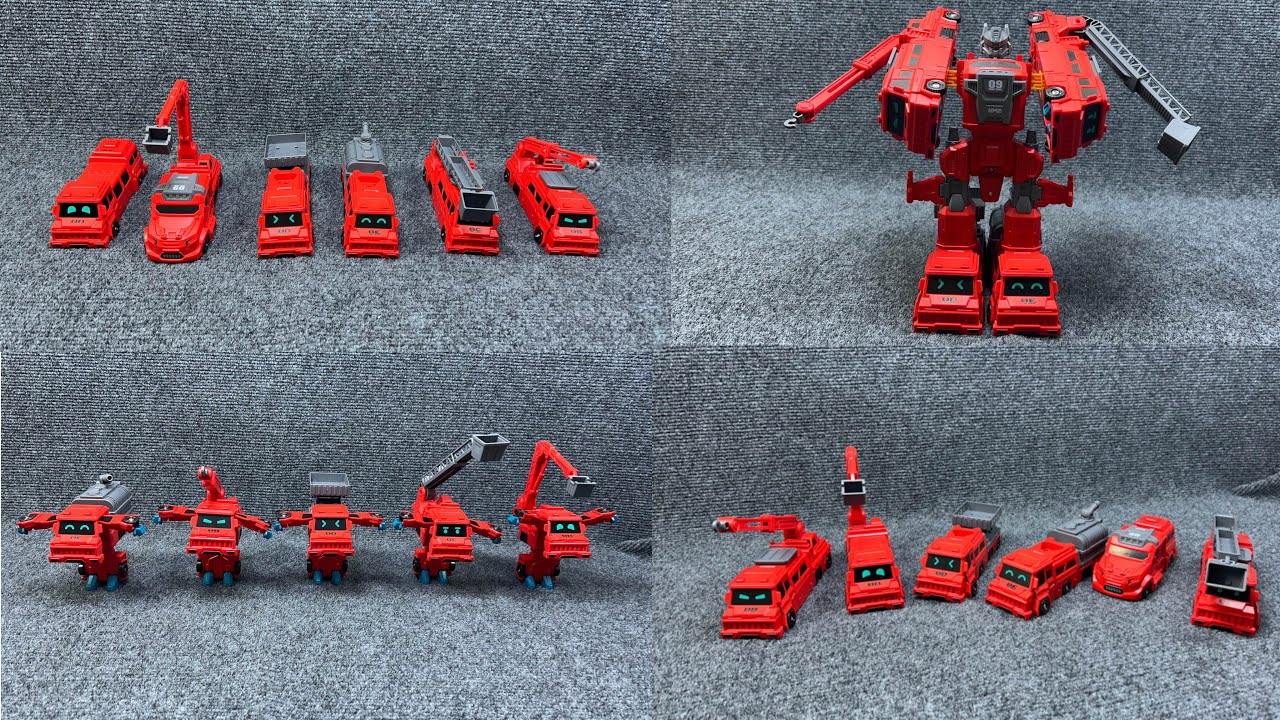 Immersive appreciation of red engineering vehicle transformation toys ...