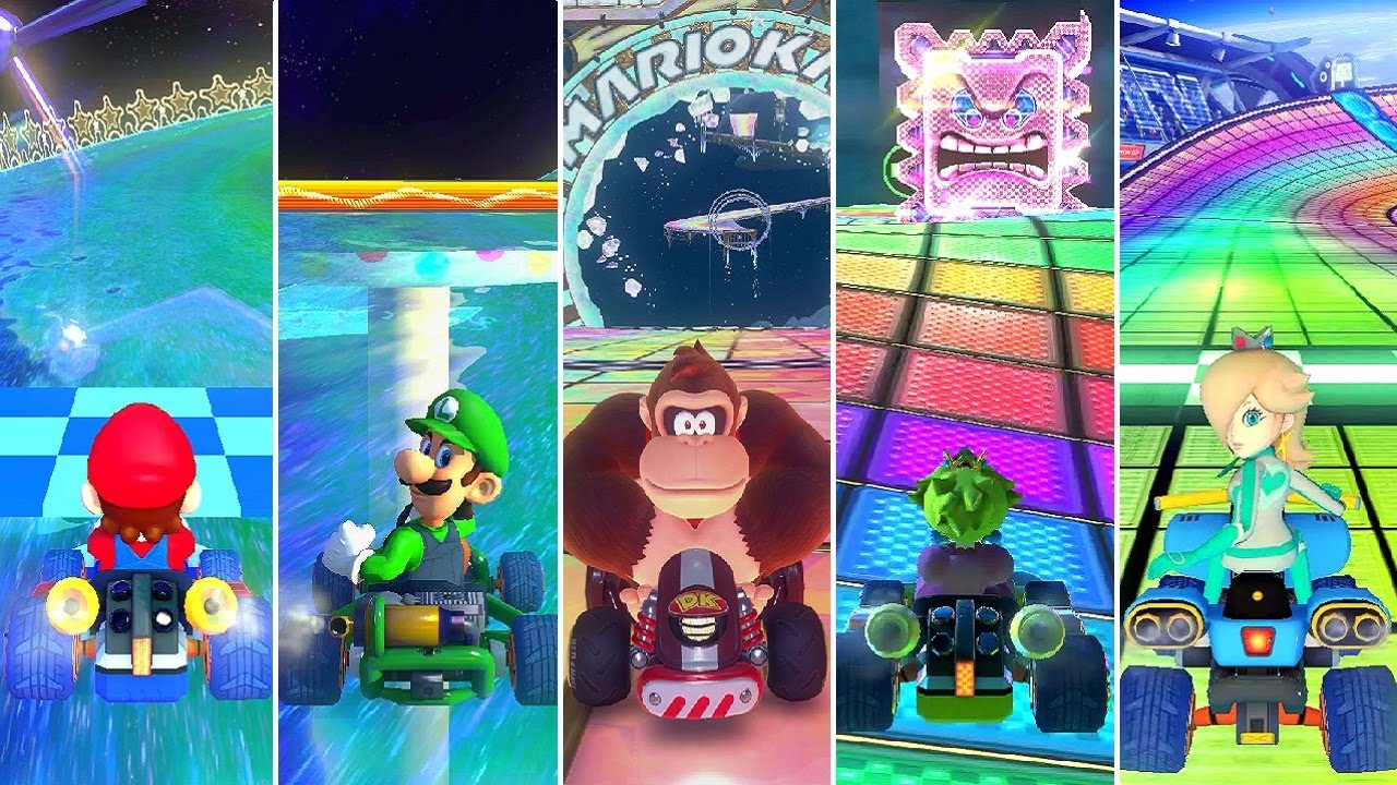 All Rainbow Road Courses in Mario Kart Switch - YouTube