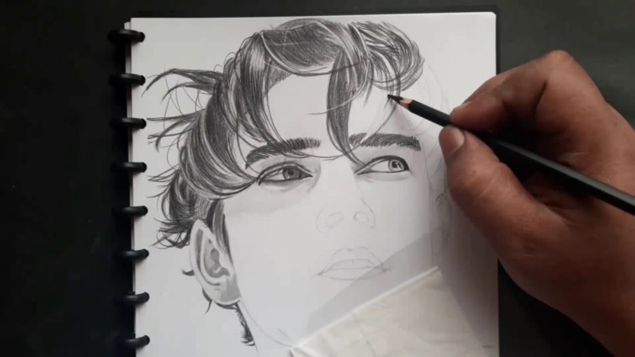 Tutorial menggambar wajah bagi pemula | Wajah laki laki | Pensil rafi ...